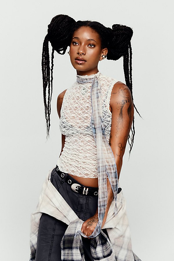 FREE PEOPLE Intimately Pretty Problem Mock Neck Lace Tank